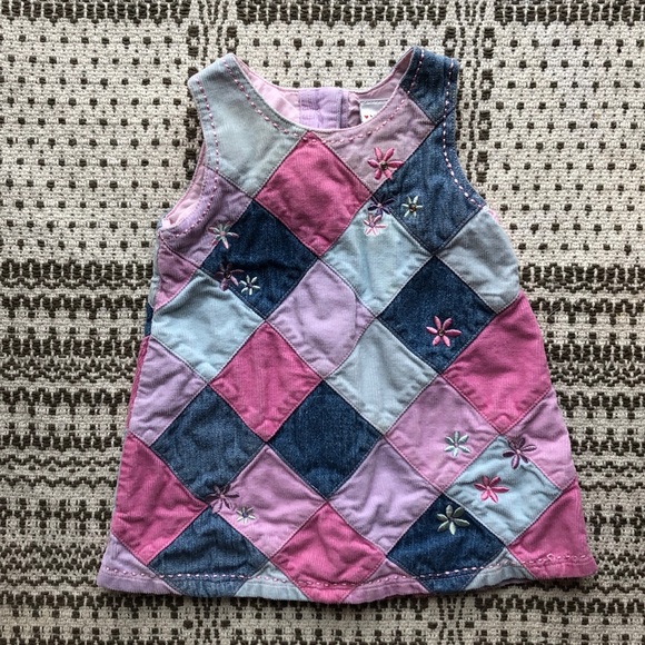 Vintage | Dresses | 525 Vintage Corduroy Denim Pink Patchwork Dress 36 ...